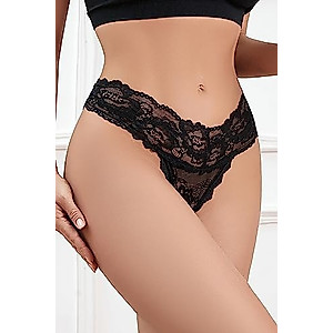 Banamic Thongs for Women Seamless Underwear Lace Panties Thong