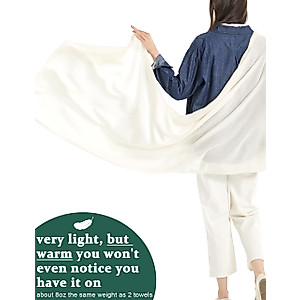 VIKIDEER 100% Cashmere Scarf Knitted Wrap Shawl Extra Large Long Scarf Stole for Women Wayfarer Travel White