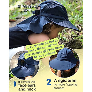 Camptrace Toddler Kids Sun Hats with Neck Flap UPF 50+ UV Protection Wide Rigid Brim Boys Girls Beach Swim Sunhat