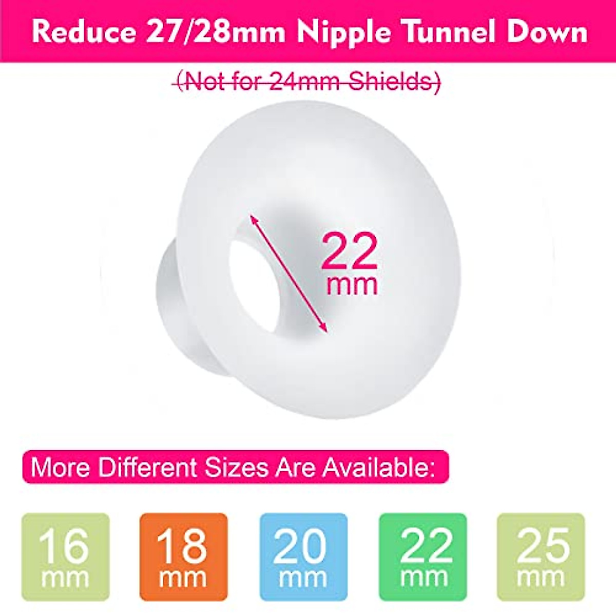 LOZAEVE 22mm Silicone Flange Inserts Compatible with for Spectra S1/S2, Medela, Bellababy, Elvie, Willow go, Momcozy S9 S10 S12, Freemie Breast Pump Insert Shields, Reduce 27-28mm Tunnel to 22mm, 2pcs