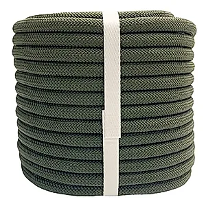 YUZENET Braided Polyester Arborist Rigging Rope (3/8 inch X 100 feet) High Strength Outdoor Rope for Rock Climbing Hiking Camping Swing, ArmyGreen