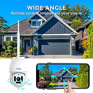 Hugolog PT Security Cameras, WiFi Cameras for Home Security 1080P HD, Outdoor Camera Waterproof,Motion Detection,2-Way Audio,Infrared Night Vision,USA Cloud Server/SD Card Slot, Compatible with Alexa