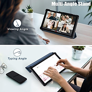 DMLuna Slim Tri-Fold Stand Hard Back Shell Premium PU Leather Cover for TCL Tab 8 SE, 8 Plus & 8 2024, Navy Blue