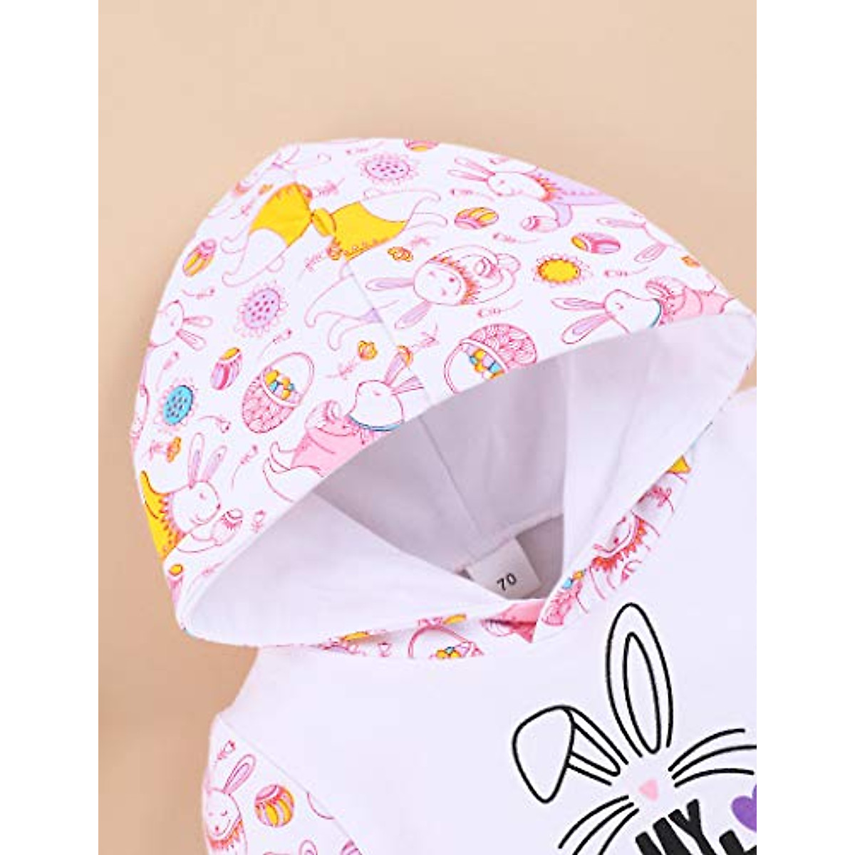 WALSONER Newborn My First Easter Outfit Baby Girl Hoodie Romper Bodysuit Jumpsuit Clothes Newborn White