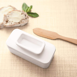 Talisman Designs Ceramic Butter Keeper, 6.25x3.25 inches, White