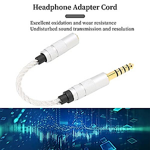 4.4mm Male to 3.5mm Female Headphone Adapter, Silver Plated 4.4mm Balanced to 3.5mm Stereo Adapter Cable Headphone Jack Converter Cord for NW‑ZX300A NW‑WM1