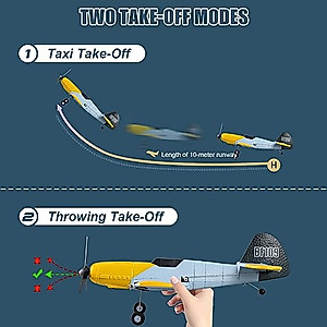 Mostop RC Plane 3 Channel Remote Control Airplane Fighter, BF-109 RC Plane Ready to Fly, Stunt Flying Upside Down Easy to Fly for Beginners,Two Rechargeable Power RC Glider Aircraft Plane…