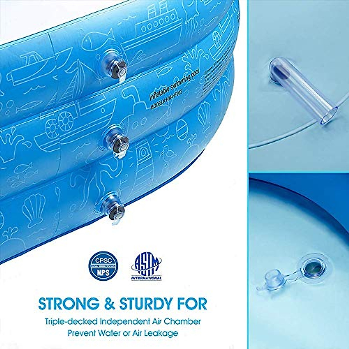 Inflatable Pool, Swimming Pool for Kids and Adults, Family Inflatable Pool for Kids, Toddlers, Adults, Outdoor, Garden, Backyard, Summer Water Party