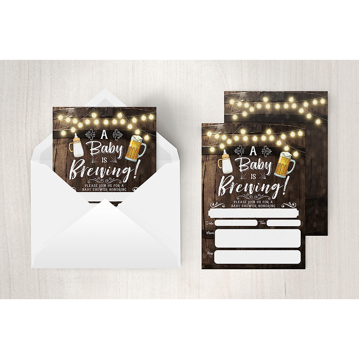PDTXCLS Aoceman A Baby is Brewing Baby Shower Invitation, Beer and Bottle Couples Shower Co-ed, 25 Invitations with envelopes
