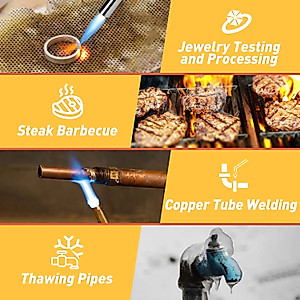 KOMAN Propane Torch Head Kit with 3 Nozzles, High Intensity Trigger Start MAPP Gas Torch with Self Ignition, Welding Torch Head by MAPP, MAP/PRO,for Soldering,Brazing,Stripping Paint(CSA Certified)