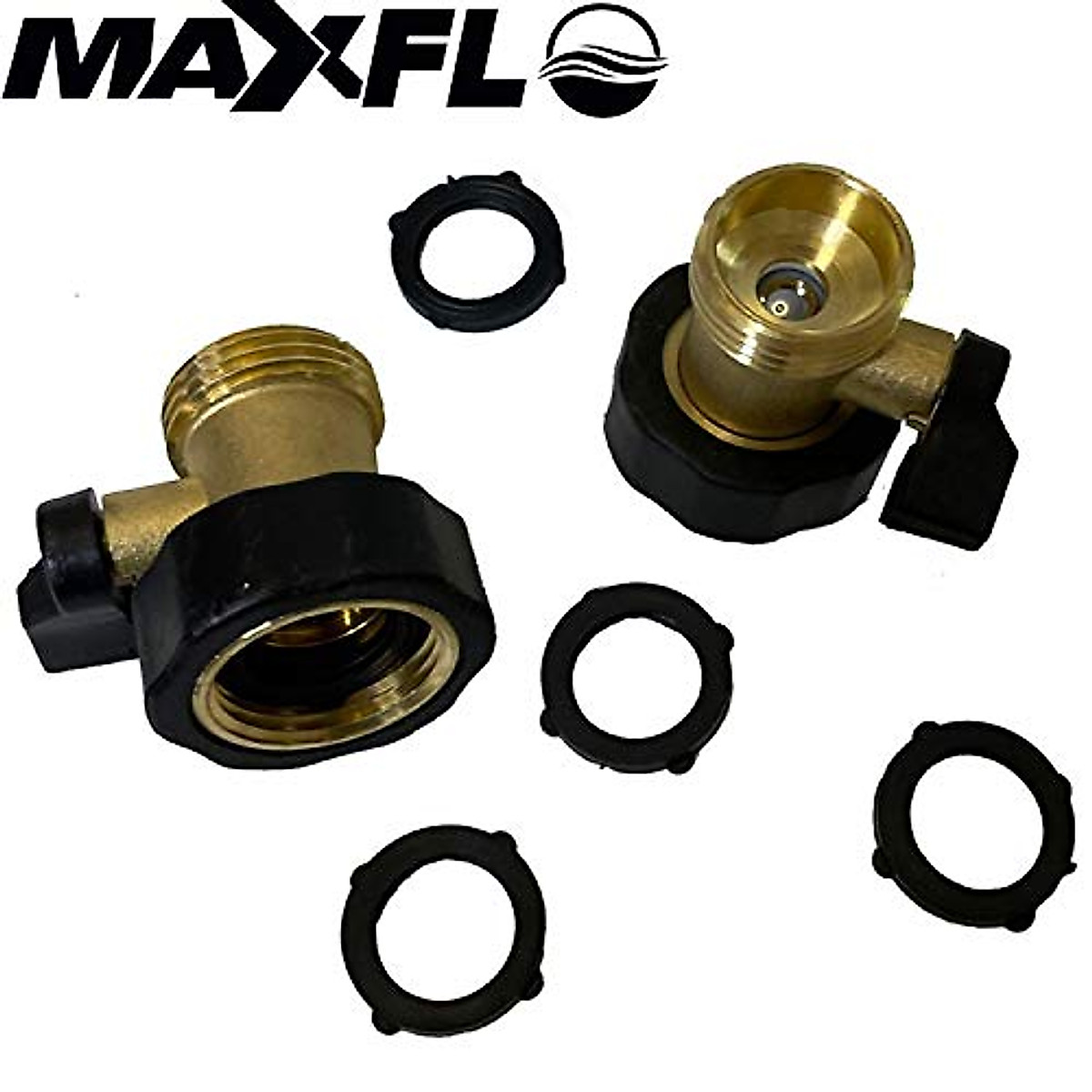 Heavy Duty Brass Hose Shut Off Valve 2 Pack | Garden Hose Connector | Water Hose Valve Shut Off | Shutoff Valve | 4 Extra Pressure Washers | Fits All Standard Hoses