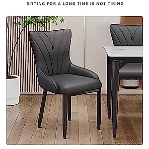 RILOOP Dining Chairs Modern Pu Leather High Back Padded Soft Seat Sturdy Carbon Steel Metal Legs Living Room Chairs/Light Gray