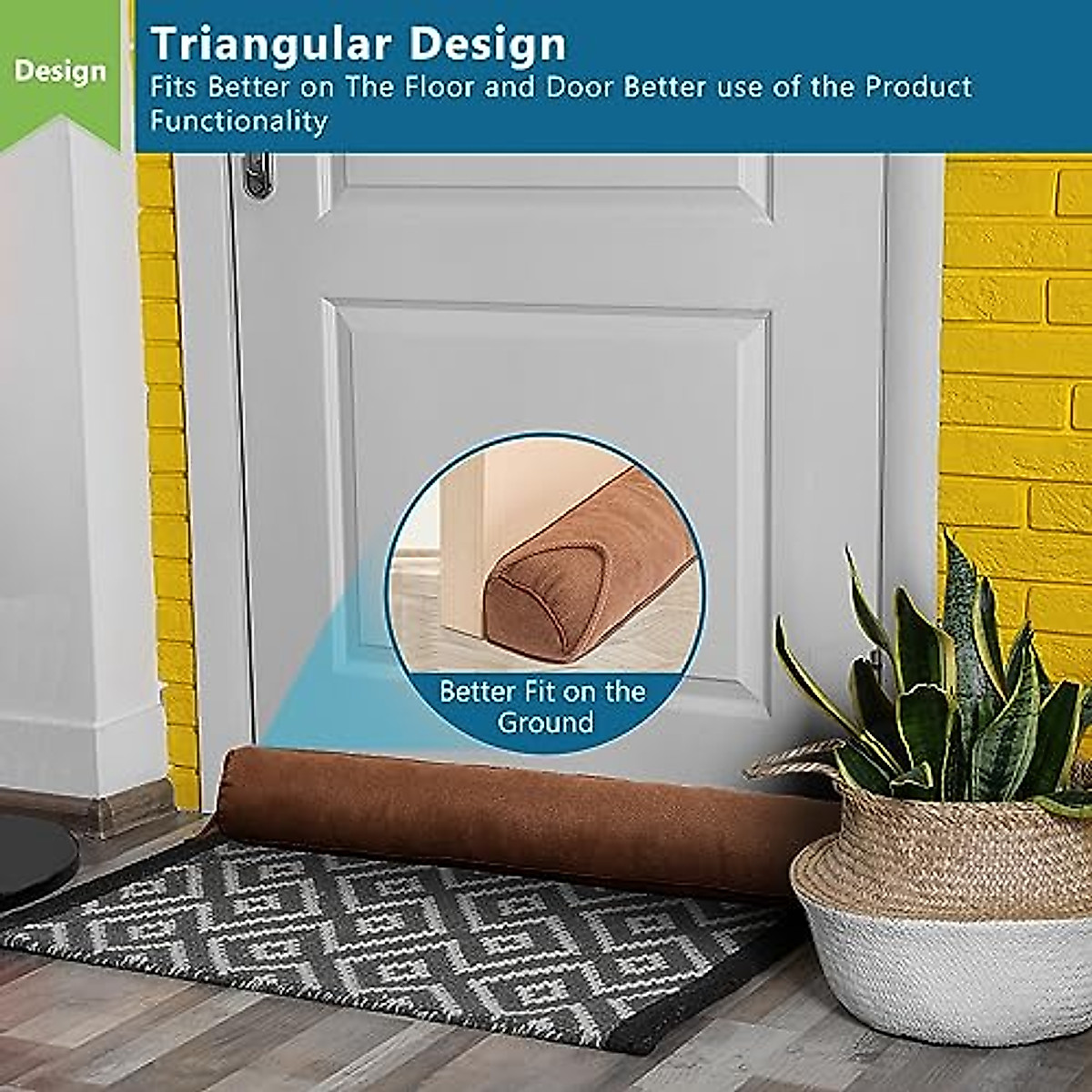 Anze Door Draft Stopper for Bottom of Door 36 inch Weighted Triangle Under Door Cold Air Stoppers Weather Stripping Wind Noise Blocker Door Sweeps, Brown