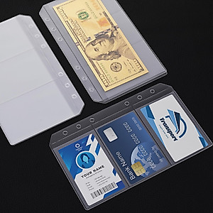 12 Pcs A6 Binder Sleeves A6 PVC Cash Envelopes 6 Holes Binder Pockets Card Sleeves Waterproof PVC Pockets Clear Cash Envelopes Clear Zipperless Binder Pouch for Protect Store Your Cash Invoices Coupon