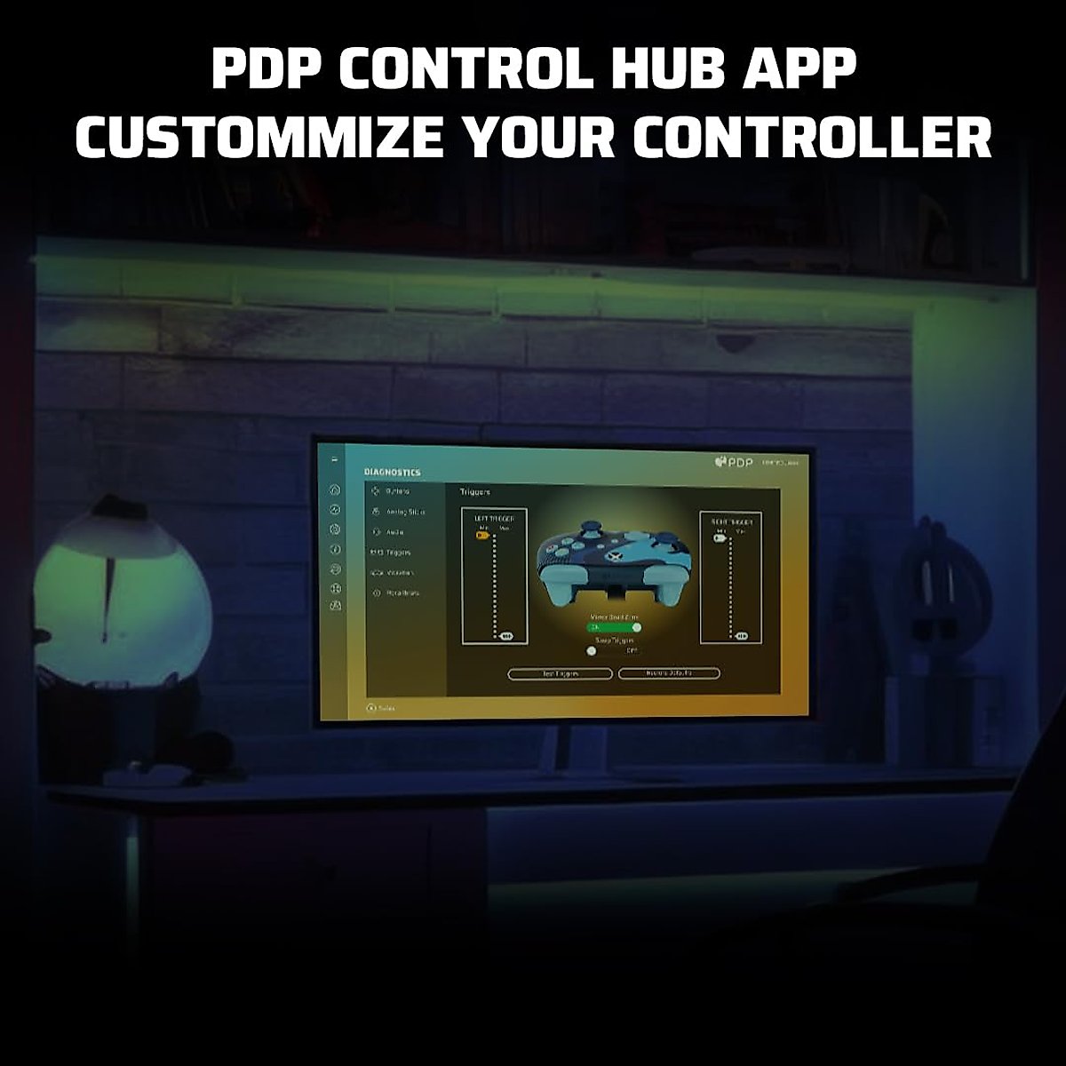 PDP Gaming REMATCH GLOW Enhanced Wired Controller Licensed for Xbox Series X|S/Xbox One/PC/Windows, Mappable Back Buttons, Advanced Customizable App - Blue Tide (Glow in the Dark)