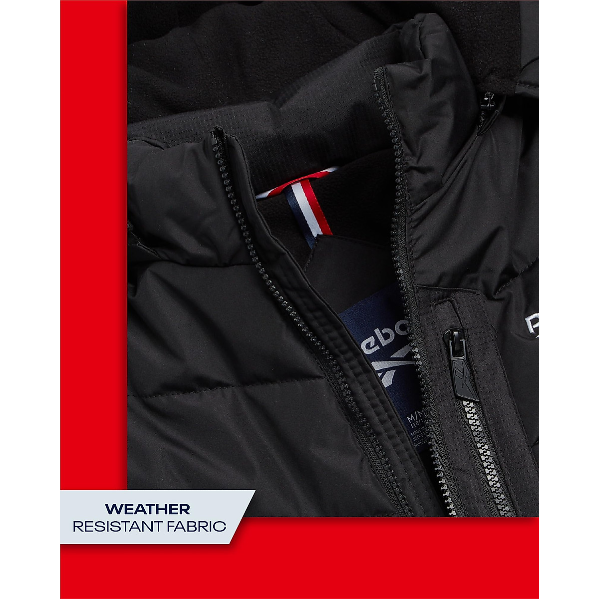 Reebok Boys' Winter Jacket - Heavyweight Quilted Puffer Parka Coat - Insulated Ski Jacket for Boys (8-20), Size 10/12, Black