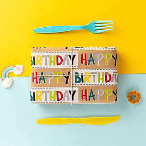 RUSPEPA Wrapping Paper Kraft Paper - Colorful Birthday Wrap Design - 4 Rolls - 30 inches x 10 feet per Roll