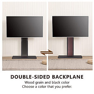 FITUEYES Universal Floor TV Stand with Swivel Height Adjustable Mount for 32 43 50 55 65 75 inch TVs, Mid Century Modern Corner TV Stand Space Saving for Living Room Bedroom (Black & Walnut)