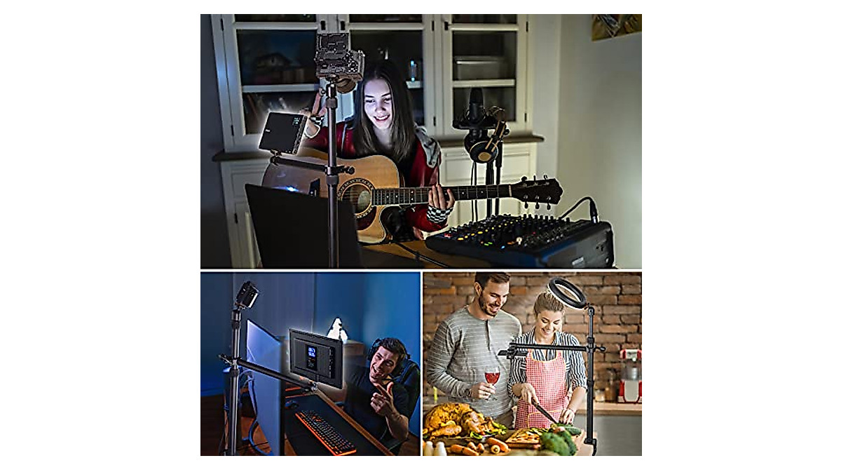 jusmo Camera Desk Mount with Arm & Phone Grip for Creators