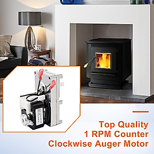 Hipoilk PU-047040 Auger Motor for Englander 25-PDVC, 55-SHP10, 25-PDV Pellet Stove, 1 RPM Counter Clockwise Top and Bottom Auger Feed Motor, 2 Pack