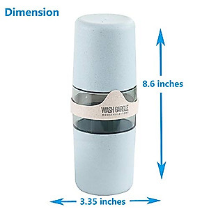 Travel Toothbrush Case & 2 Pack Gargle Cup, YEEHO Portable Electric Toothbrush Container Natural Wheat Straw Dual Holder Towel Toothpaste Organizer Storage for Outdoor Business Trip Wash,Blue