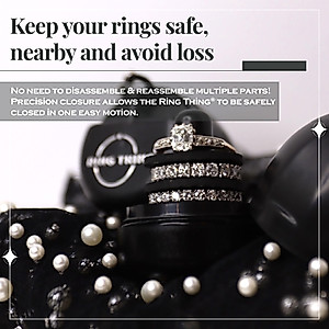 Ring Thing® - Ring holder for jewelry, portable ring case, ring organizer, ring storage, waterproof compact portable ring jewelry holder, organizer for stacking rings (Black Onyx)