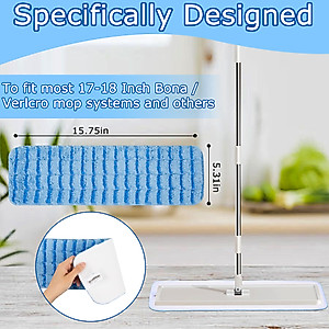 Premium Replacement Microfiber Pad for Universal Mop Head System - Heavy Duty - 4 Pack Wet & Dry Commercial Cleaning Refills Reusable Mop Refills Fit for Most Microfiber Flat Mop System 18"