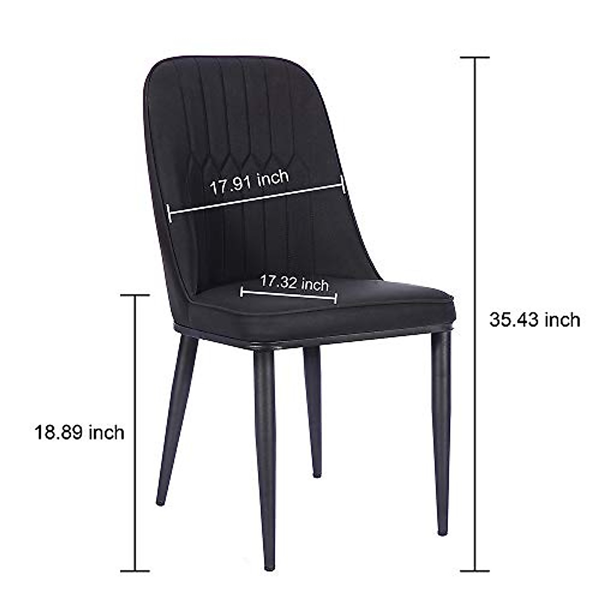 GIA Nifty Armless Upholstered Side Dining Chair with Vegan Leather, Set of 2, Black,Qty of 2