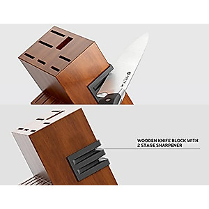 ASETY Kitchen Knife Set with Block, NSF Certified 15 PCS Professional Chef Knife Set with Knife Sharpener, German Stainless Steel Full Tang Knife Block Set, Gift for Men I Women