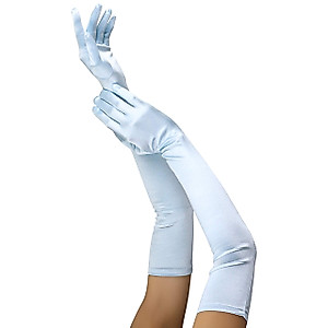 ToBeInStyle Women's Extra Long Opera Length Satin Gloves - Light Blue - One Size