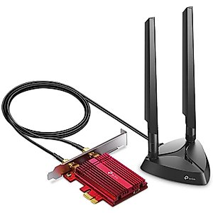 TP-Link WiFi 6E Intel AX210 AXE5400 PCIe WiFi Card for PC (Archer TXE75E) - Tri Band Wireless Adapter for Desktop PC with Magnetic Base Dual Antenna, Bluetooth 5.3(USB Port), WPA3, MU-MIMO, OFDMA