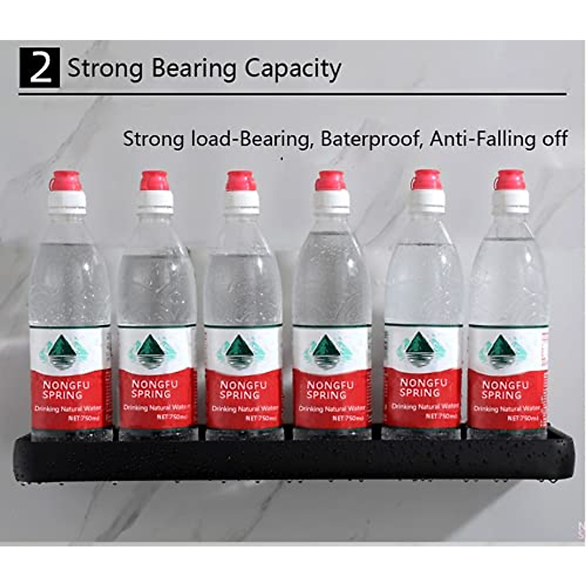 AZZXZQYU Shower Caddy Shower Organizer Shower Shelves with 5 Hooks and 1 Hanging Rod, Without Drilling 2-Piece Space Aluminum Shower Shelf for Bathroom Storage and Kitchen Organization(Black)