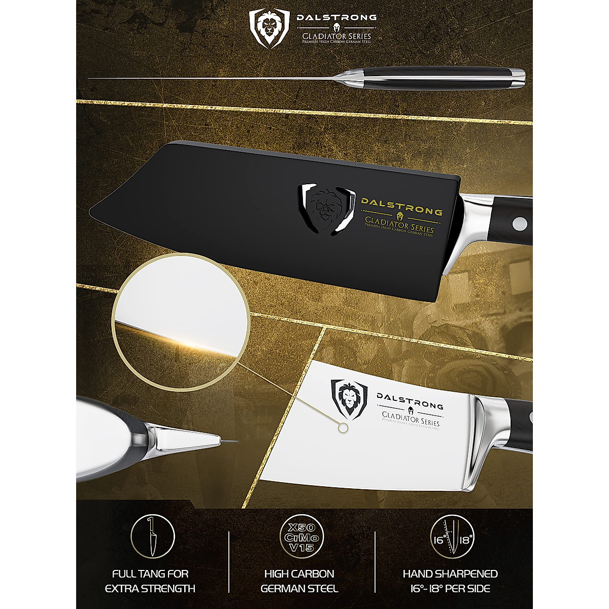 Dalstrong The Gladiator Series Elite Chef & Cleaver Hybrid Knife 8" - "The Crixus Bundled Meat Shredding Claws