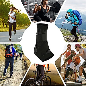 Novetec Ankle Brace for Men & Women Adjustable Compression Ankle Support Ankle Sleeve for Plantar Fasciitis, Achilles Tendon, Sprained Ankle, Stabilize Ligaments, Sports Protection (Black, Medium)