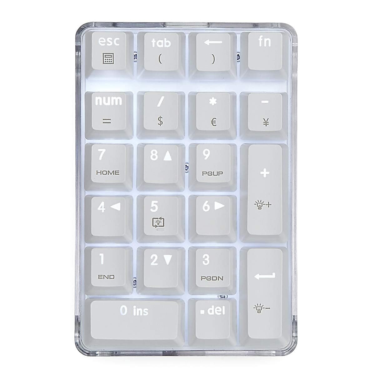 Qisan Mechanical Numeric Keypad GATERON Red Switch Wired Crystal Case White Backlit Gaming Keypad 21 Keys Mini Numpad Portable Mechanical Numpad Extended | Laptop Accessories | keypad for Computer