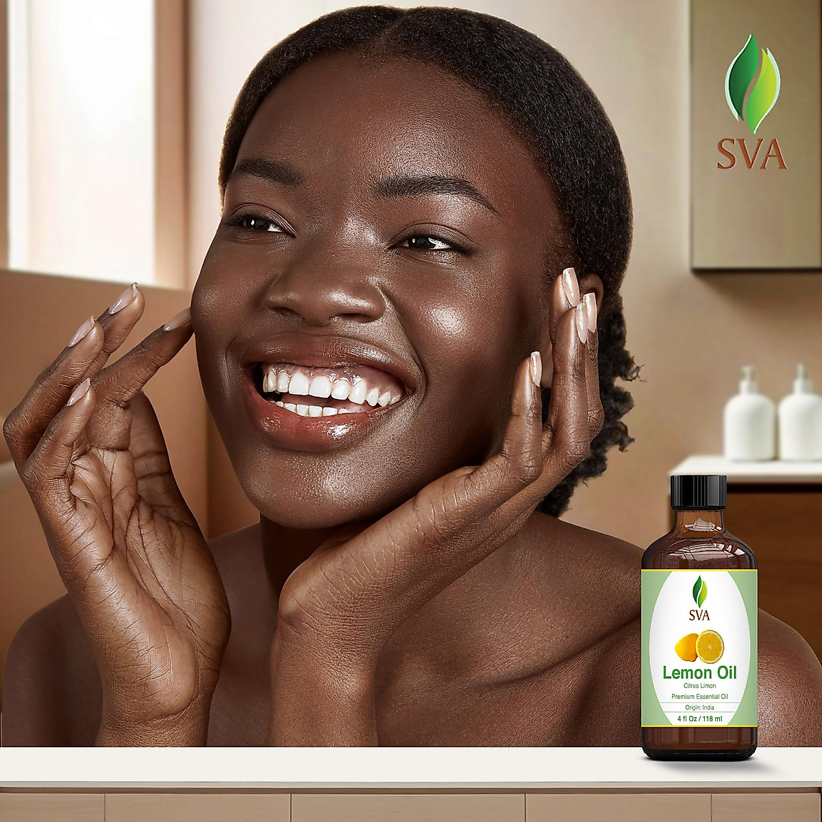 SVA Lemon Essential Oil – 4 Fl Oz – 100% Natural Lemon Oil - for Diffuser, Hair Care, Face, Skin Care, Aromatherapy, Scalp and Body Massage, Soap and Candle Making – with Dropper