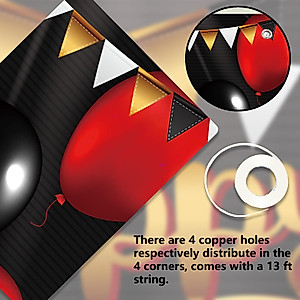 Happy 14th Birthday Black Banner Decorations Gold Backdrop Red and Black Balloons Theme Decor for Girls Women Princess 14 Years Old Birthday Party Supplies Photo Booth Props Background Favors Glitter