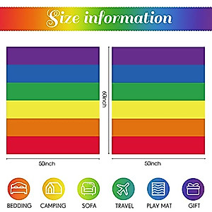 2 Pack Pride Rainbow Throw Blanket LGBT Flannel Blanket Colorful Stripe Rainbow Soft Warm Blankets for Bed Couch Sofa, LGBT Gifts for Teens Kids Adults