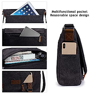 S-ZONE Vintage Canvas Messenger Bag Shoulder Bag 14 Inch Laptop Briefcase
