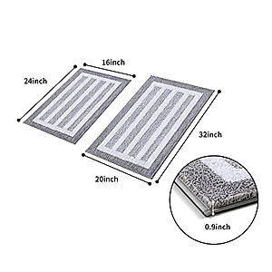 Vodiver Bathroom Rugs Mat for Bathroom Non Slip, Ultra Soft Washable and Gray Bath mats for Bathroom(20x32, Gray)