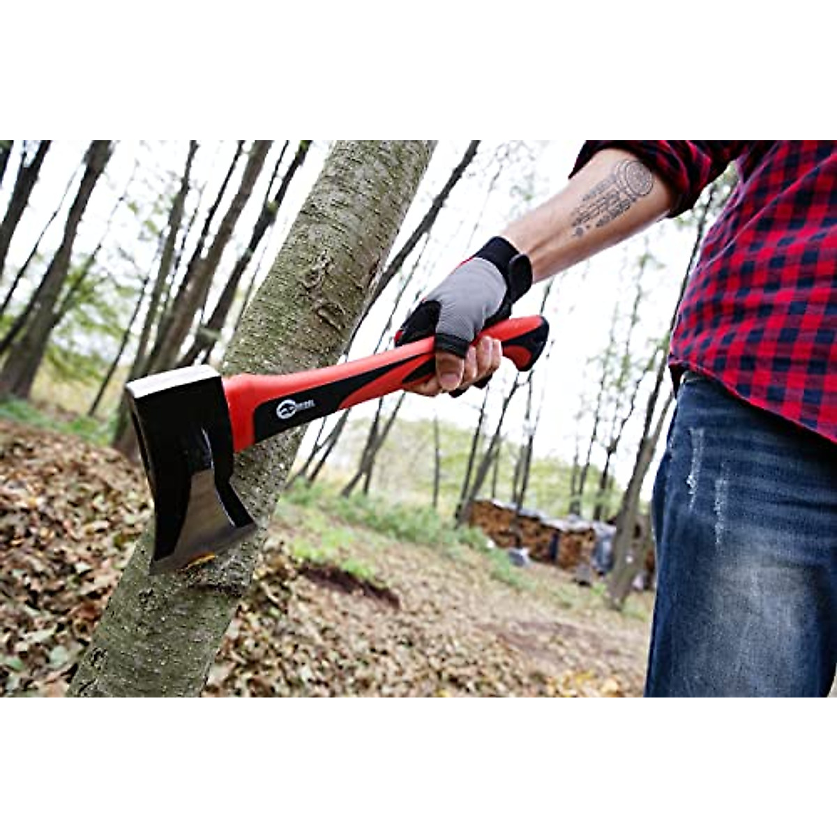 INTERTOOL 15” Wood Splitting Hatchet, 2.2 lbs, Small Splitter Maul, Firewood Camp Axe, Shock Absorbing Anti-Slip Handle HT-0274