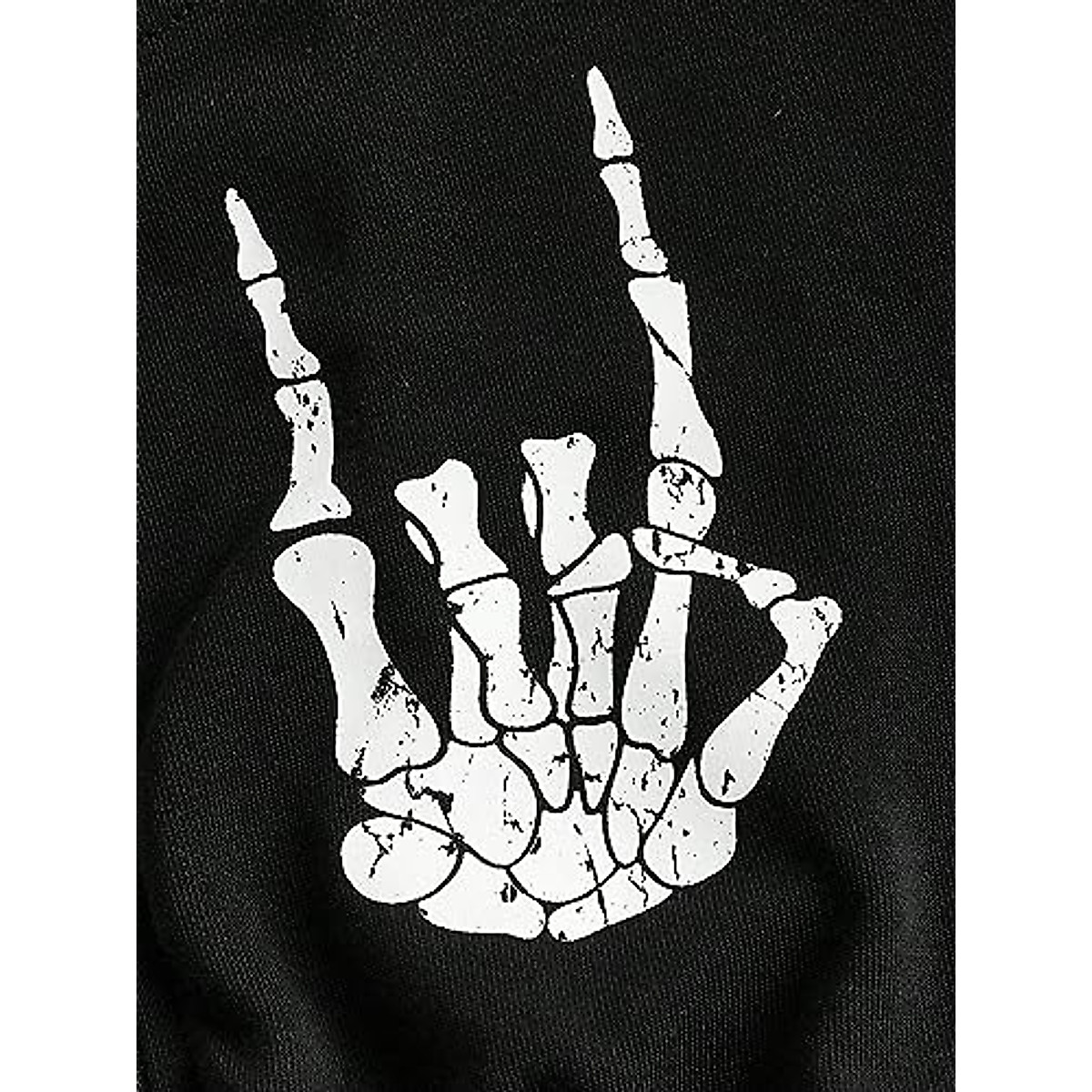 WDIRARA Women's Skeleton Skull Graphic Print Hoodie Drop Shoulder Drawstring Sweatshirt Zipper Up Long Sleeve Crop Top Black M