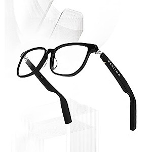WANLIMA Bluetooth 5.0 Smart Glasses Headphones/Headset Clear/Polarized iOS Ready (Black/Black)
