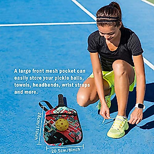 HEYSKAY Pickleball Paddle Cover Sleeve Pickleball Racket Sleeve Bag With Handle Strap Pickle-Ball Equipment Protective Paddle Sleeve with Mesh Pocket Sport Pickleball Carry Bag(Black)