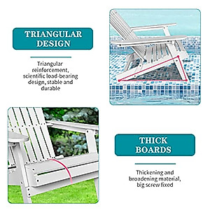Adirondack Chair,Folding Wooden Lounger Chair，All-Weather Chair for Fire Pit/Garden/Fish with 250lbs Duty Rating，White