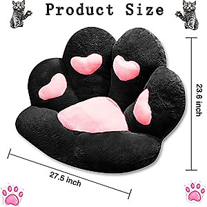 Deaboat Cat Paw Seat Cushion Chair Pads Cats Paw Shape Lazy Sofa Soft Chair Floor Cushions Cute Pillow Big Seat Pad Home Decor for Office Worker Kids Girlfriend Gift Cat Nest (Black, 27.6 * 23.6inch)
