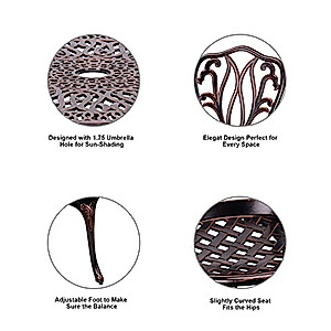 3 Piece Bistro Set,Outdoor Patio Set,Anti-Rust Cast Aluminum Bistro Table Set for Park Yard Front Porch Furniture(New Brown)…