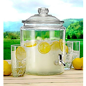 Anchor Hocking 2 Gallon Heritage Hill Beverage Dispenser with Lid (2 piece, all glass, dishwasher safe)