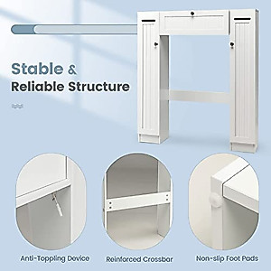 UIIAIOUIAIO Over The Toilet Storage Cabinet Bathroom Toilet Organizer with Doors Adjustable Shelves Toilet Paper Holders Versatile Storage Rack for Laundry Room