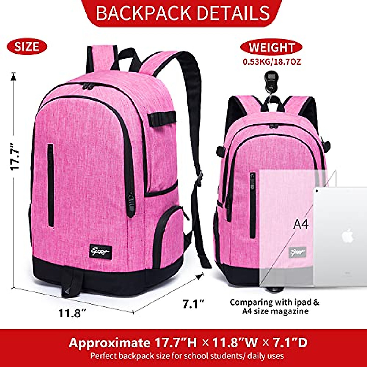 rickyh style School Backpack Travel Bag for Men & Women Lightweight College Back Pack with Laptop Compartmen